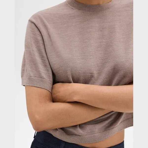 Theory Boxy Tee In Regal Wool - Light Cinder | Editorialist